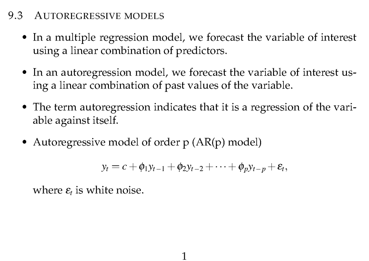 Lec 13 03 - Autoregressive & Moving Average Models Notes - Studocu