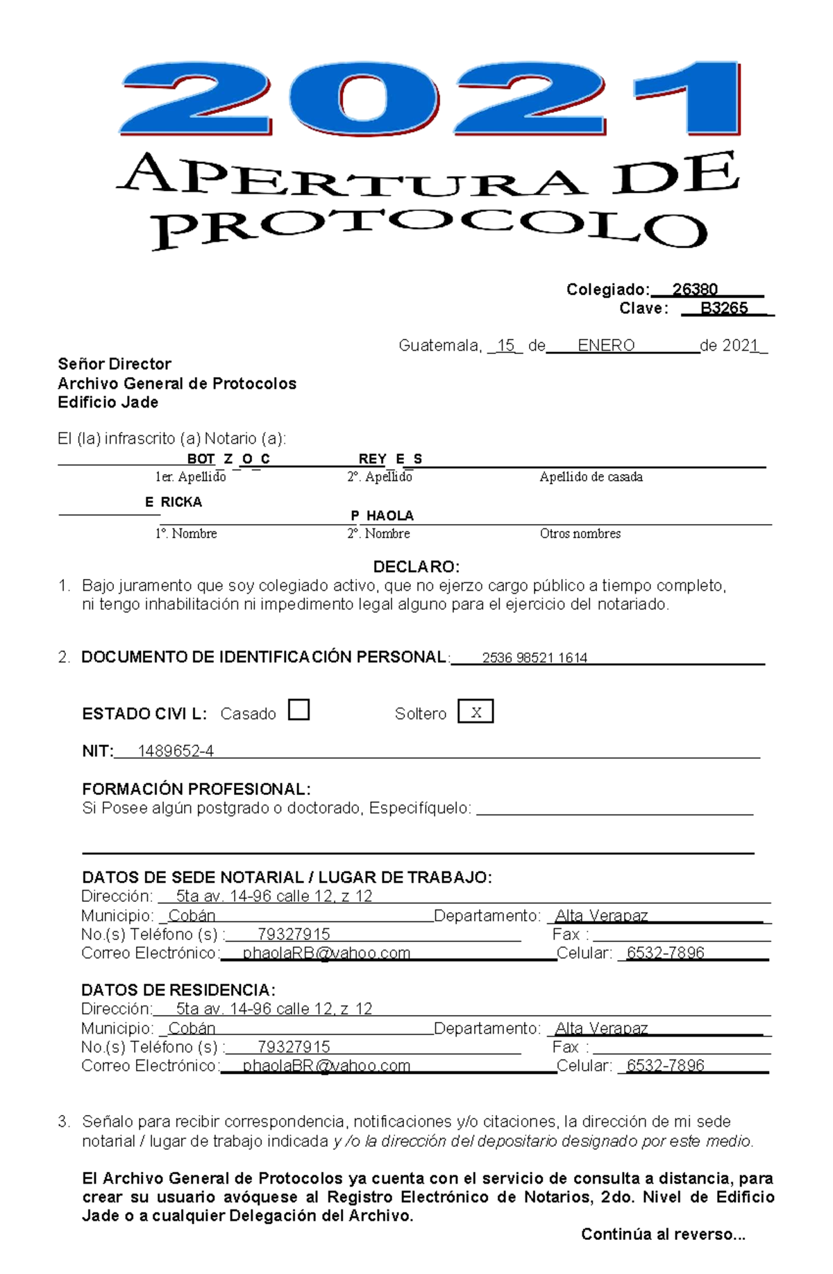 Modelo de Protocolo Notarial - Clave: B3265 - Guatemala 2021 - Studocu