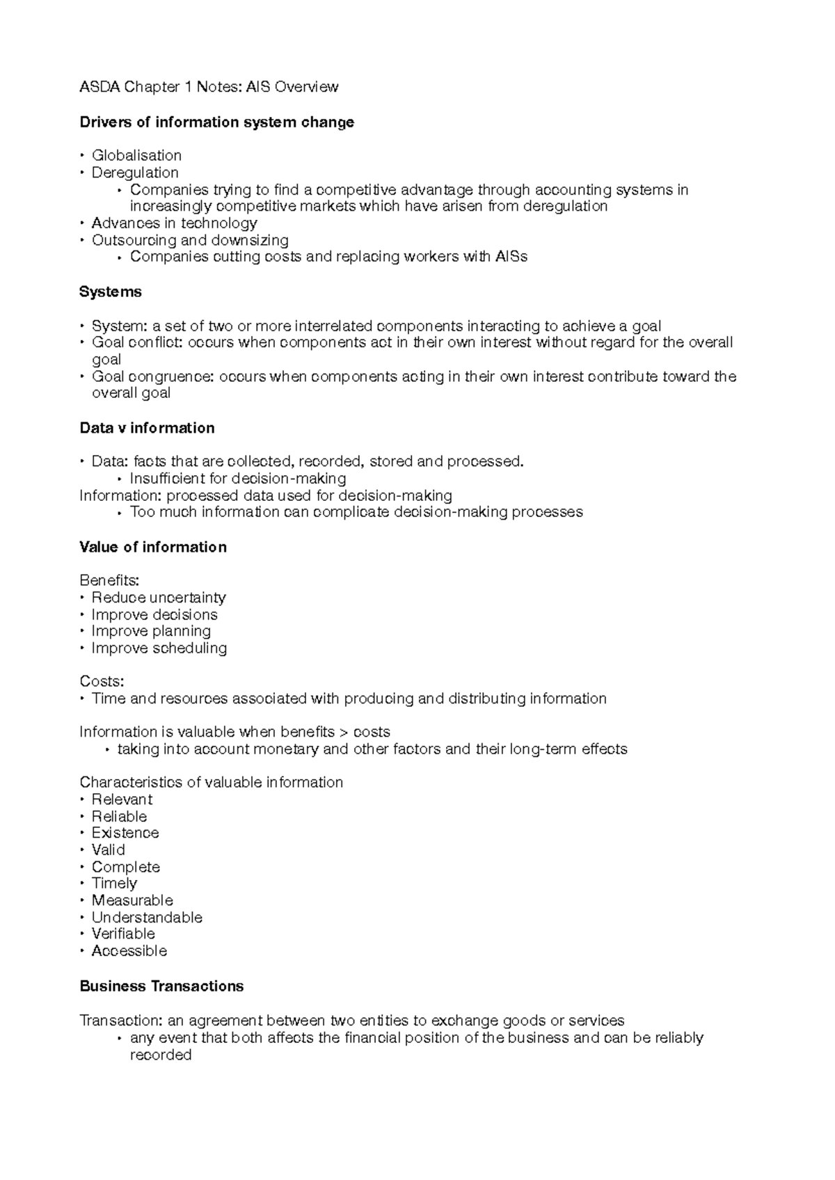ASDA Exam Notes: AIS Overview, System Changes, and Fraud Techniques ...