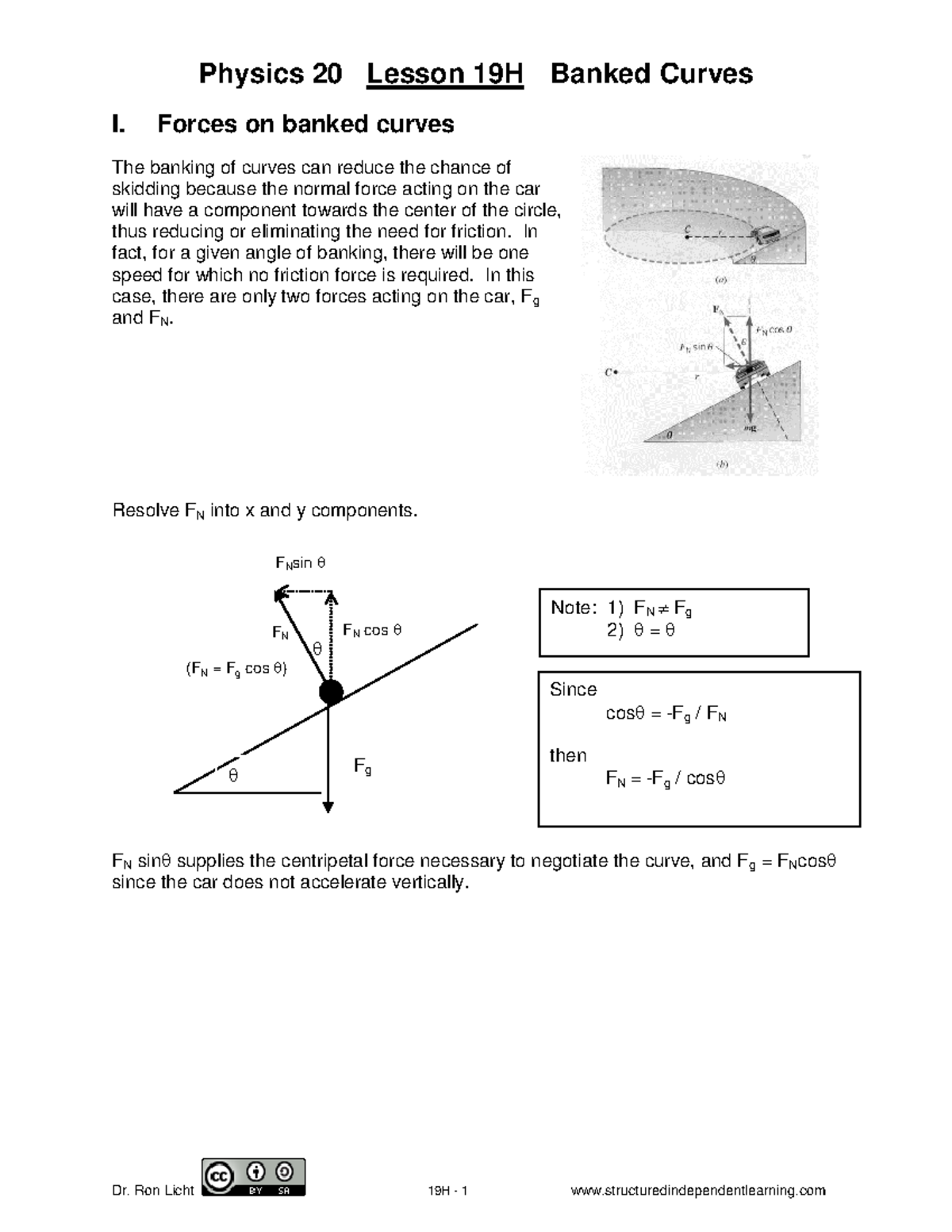 Physics 20H Lesson 19H: Banked Curves - Quiz Review and Problems - Studocu