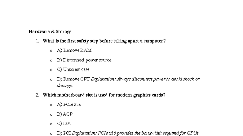 ITC 101: Hardware Storage & Networking Essentials - Key Concepts - Studocu
