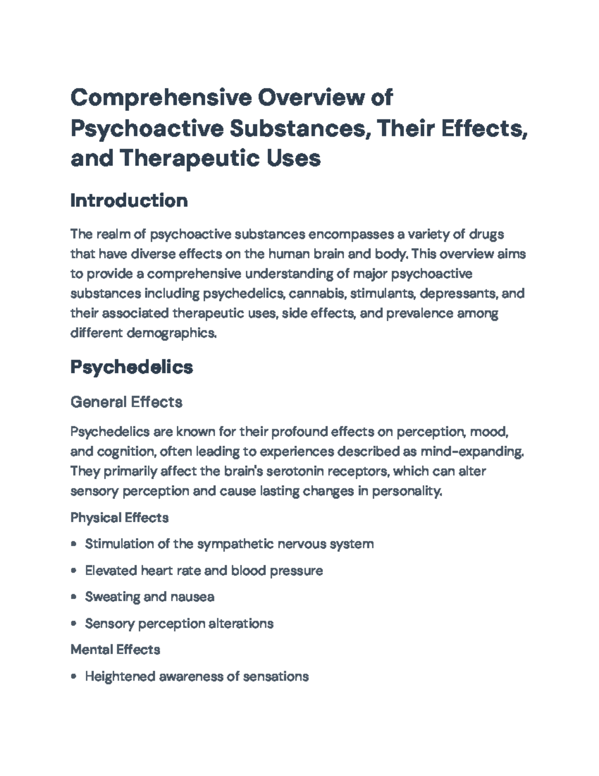 Comprehensive Overview of Psychoactive Substances: Effects and ...