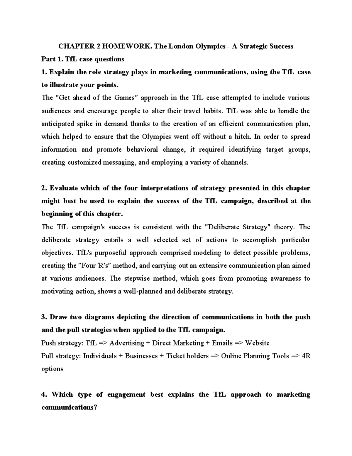 CHAPTER 2 HOMEWORK: TfL Marketing Strategy Analysis - Studocu