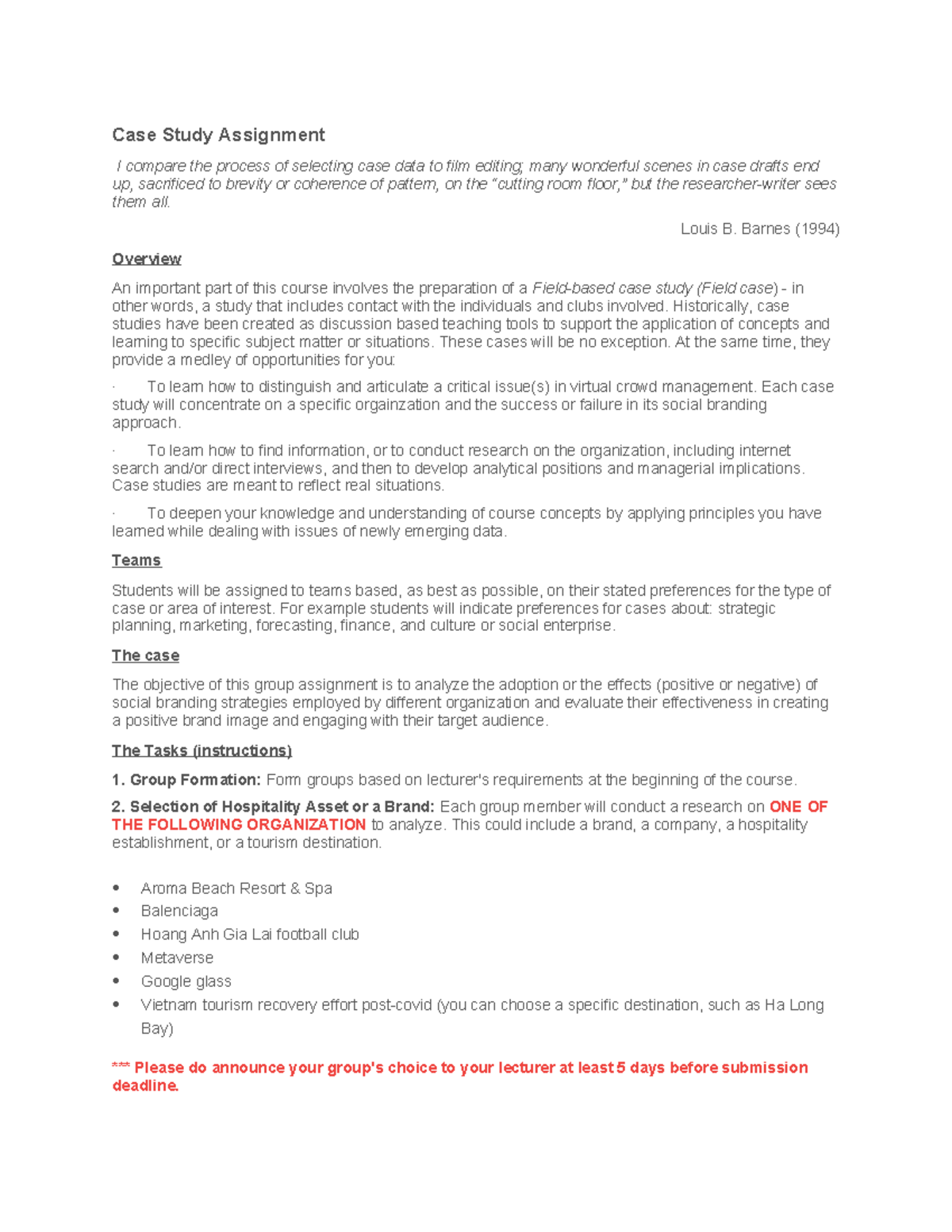 Case Study Assignment midterm - Case Study Assignment I compare the ...