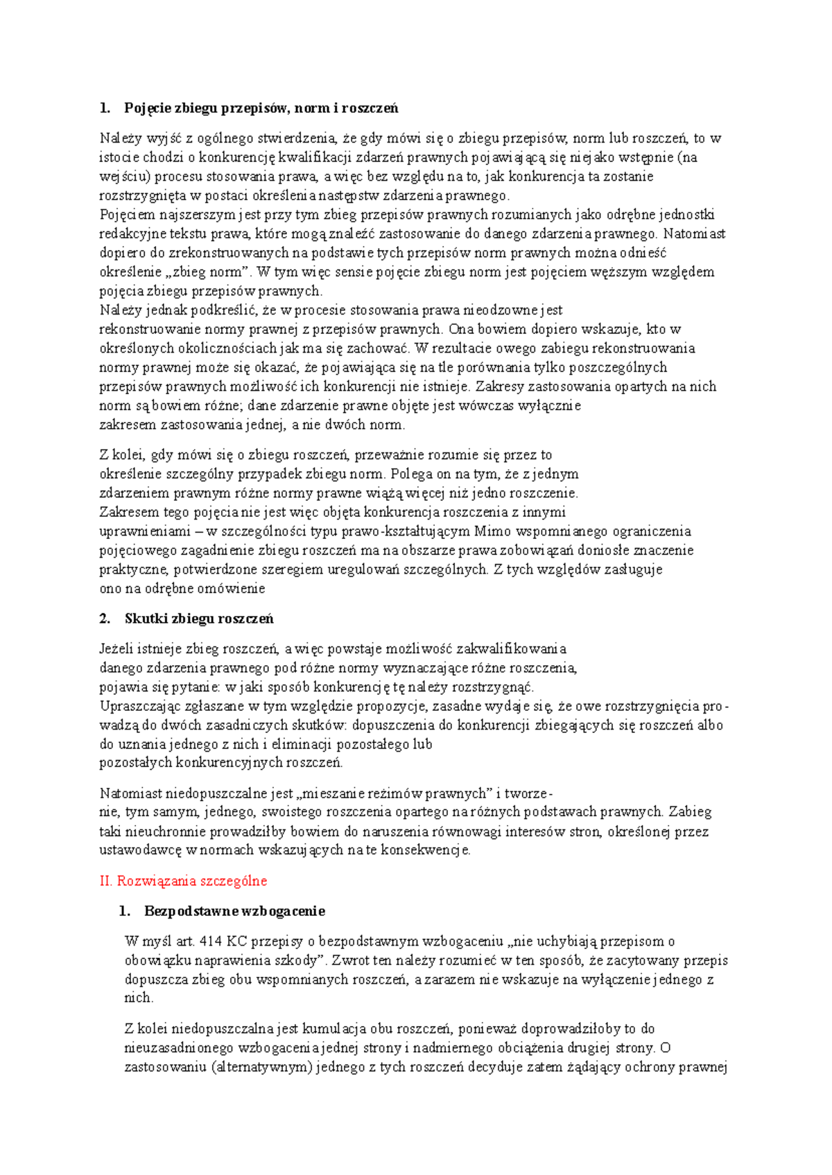 Zbiegi przepisów, norm i roszczeń w prawie zobowiązań (ZOB 419-426) - Studocu