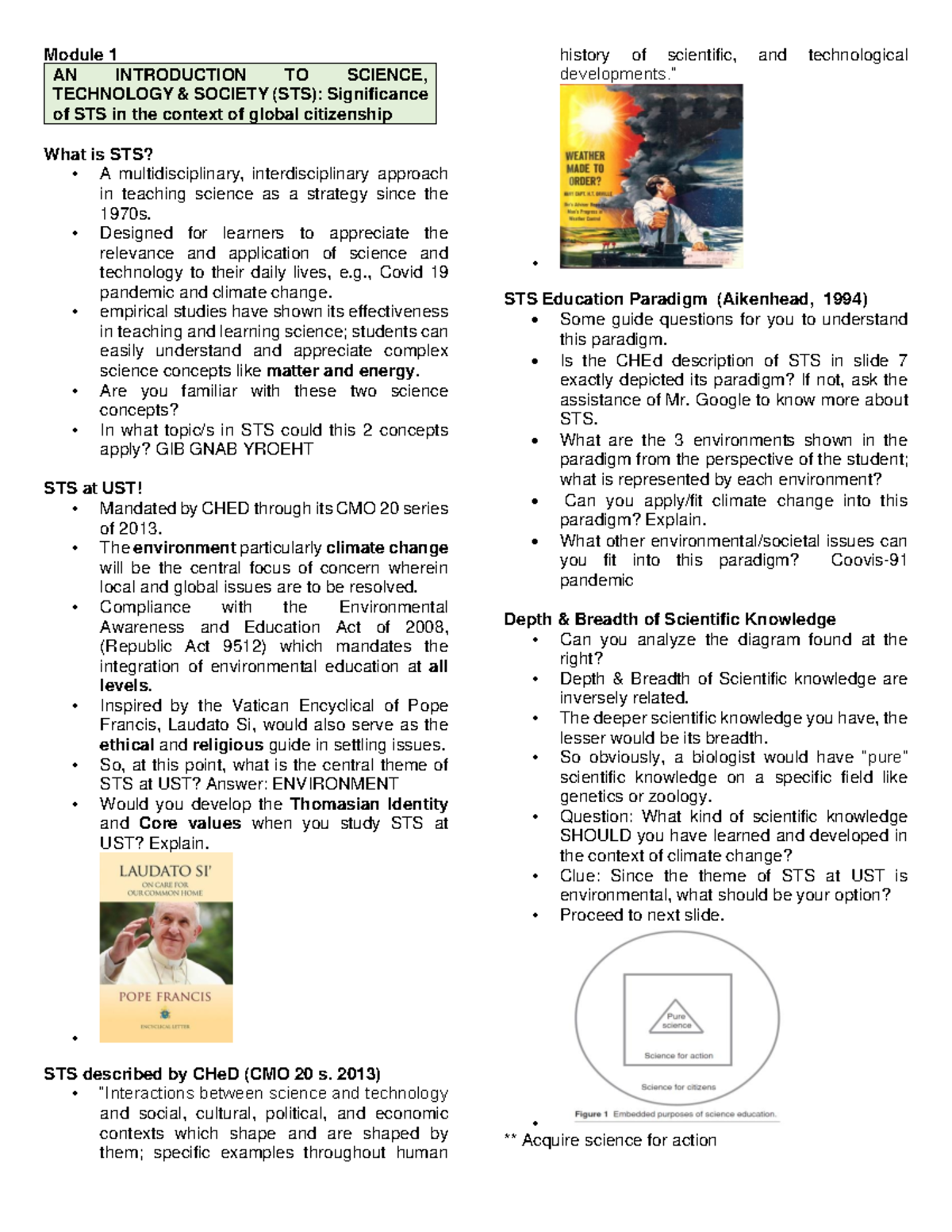 **STS Module 1: Introduction to Science, Technology & Society** - Studocu