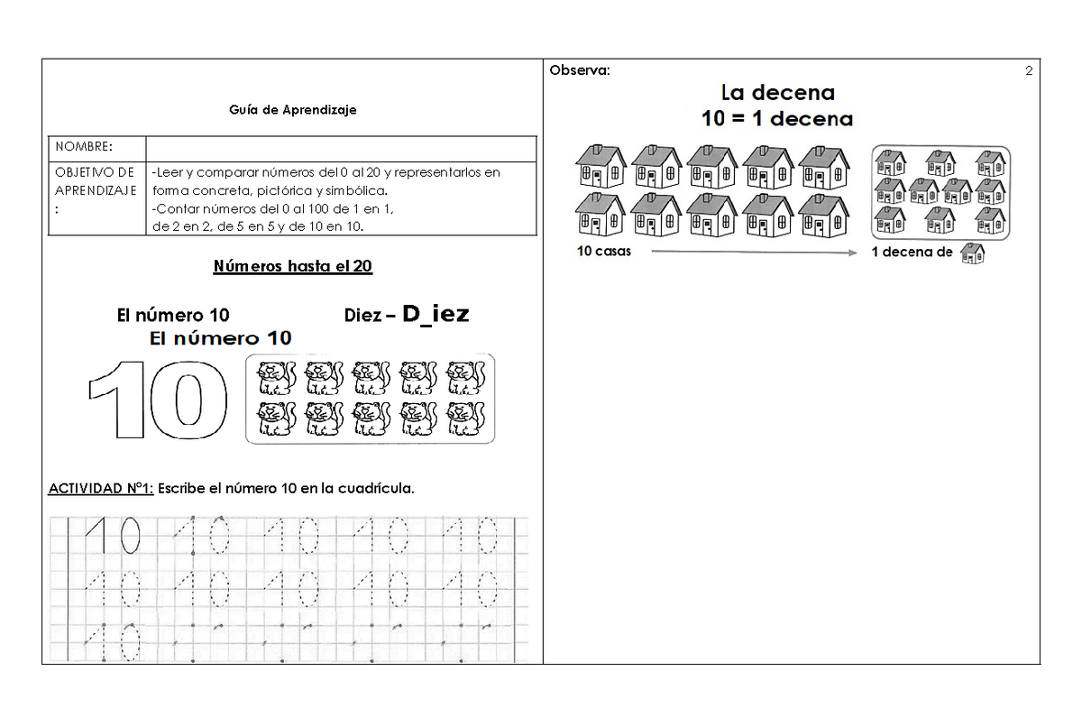 Guía de Aprendizaje: Números del 0 al 20 - 2° Grado - Studocu