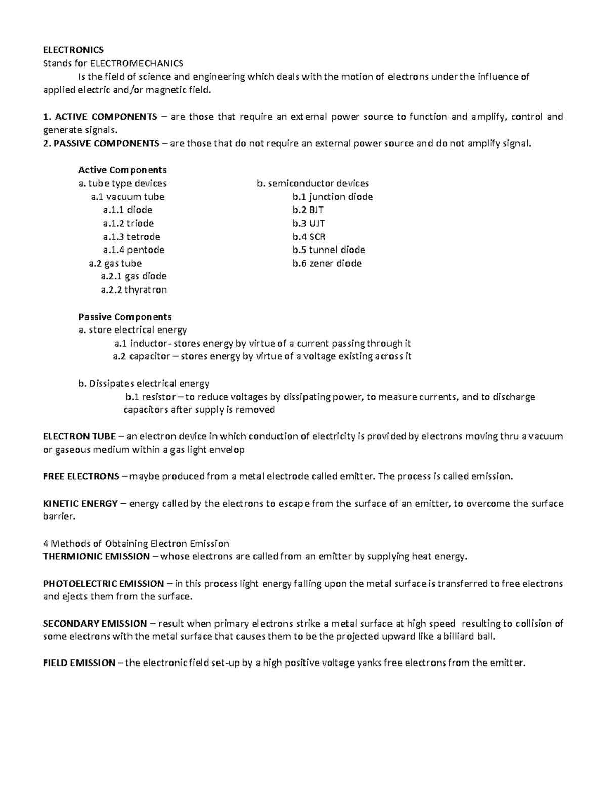 ELECTRONICS 101: Active & Passive Components Overview - Studocu