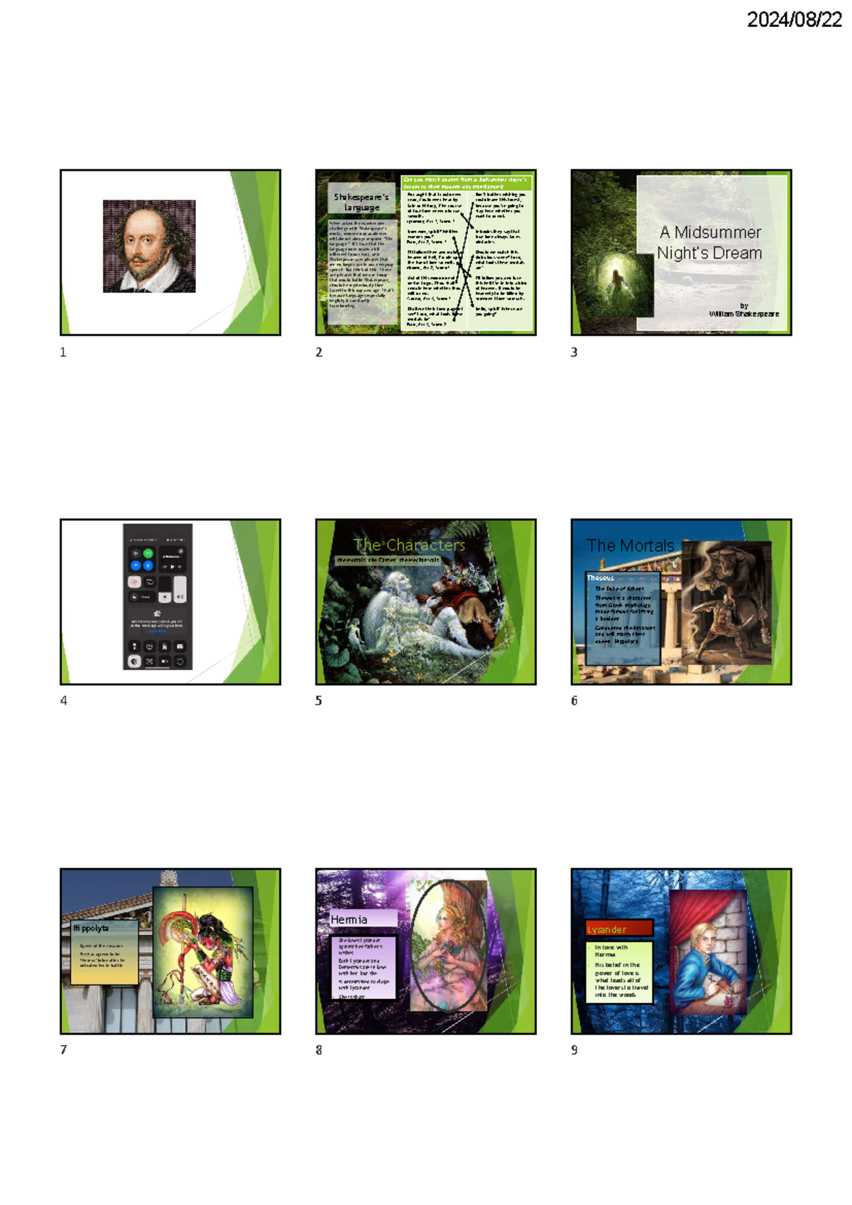 Introduction to a Midsummer Nights Dream Powerpoint Print Slides - 2024 ...