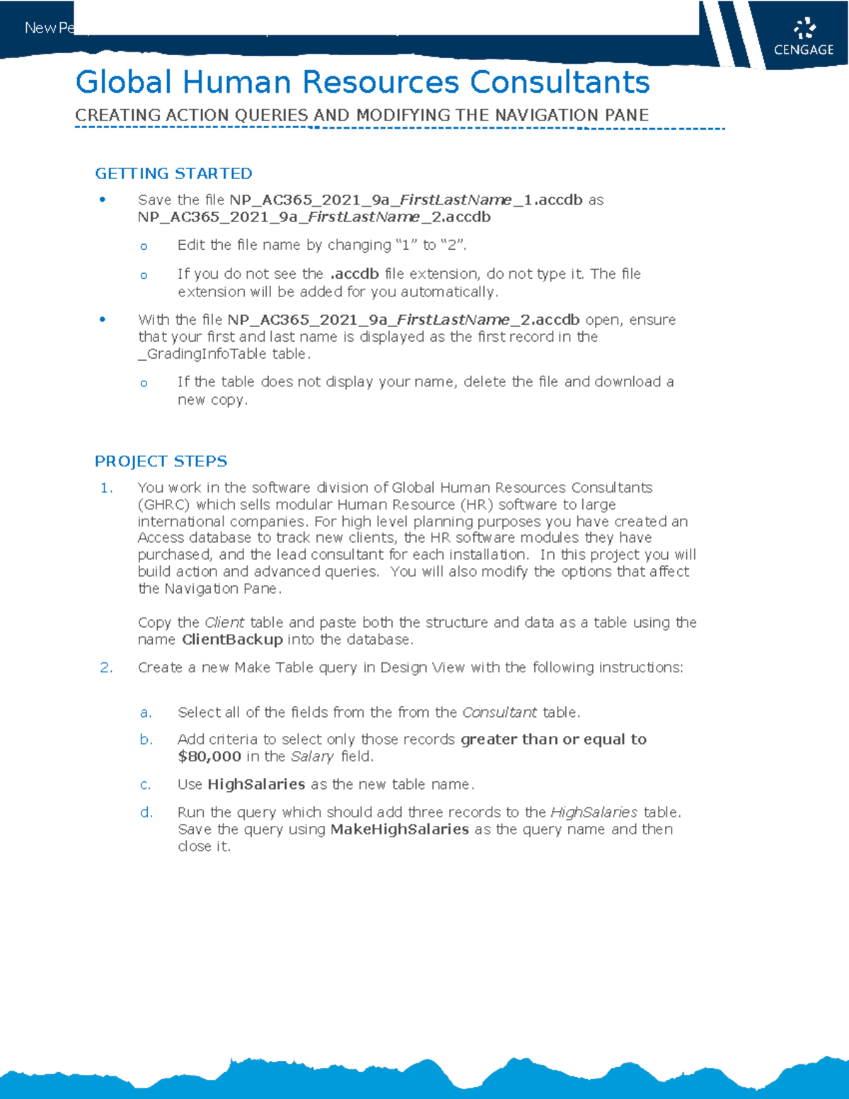New Perspectives Access 365/2021: Module 9 SAM Project 1a Instructions ...