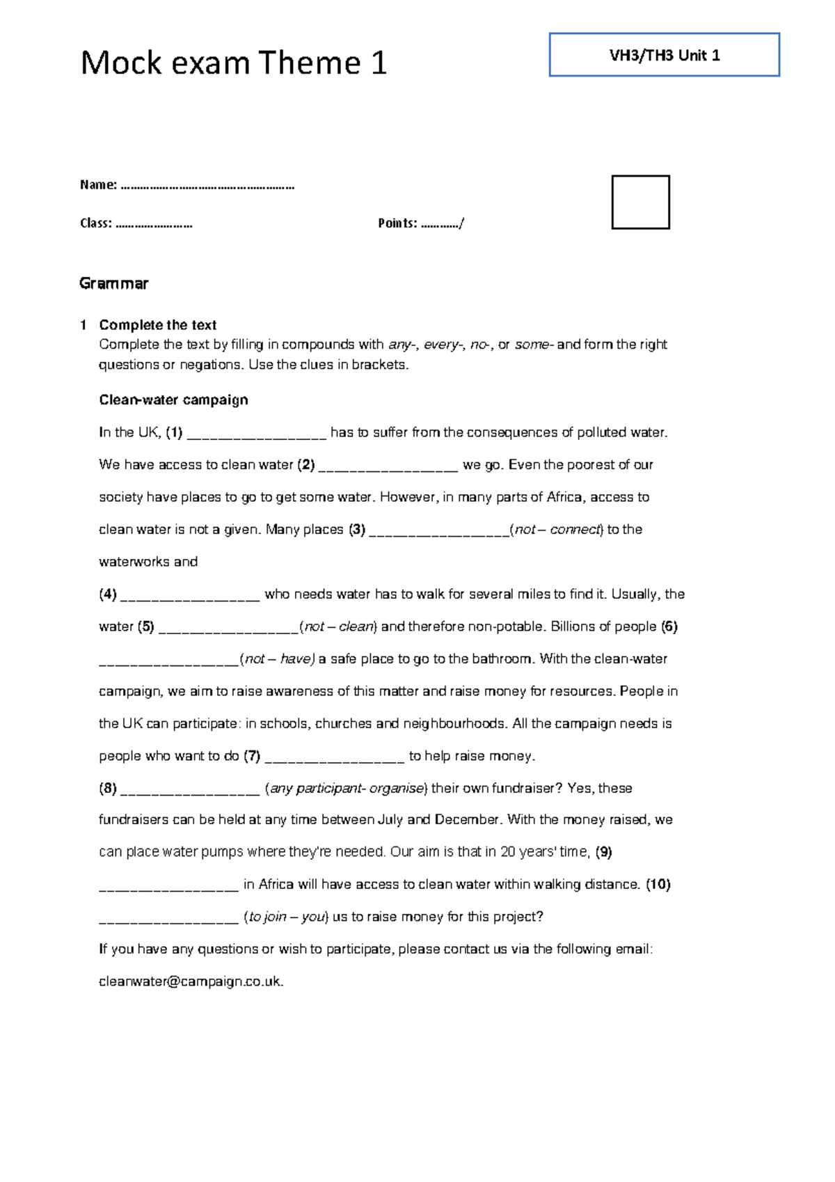 Mock Exam Theme 1 for VH3/TH3 - 2023-2024 Revision Guide - Studeersnel