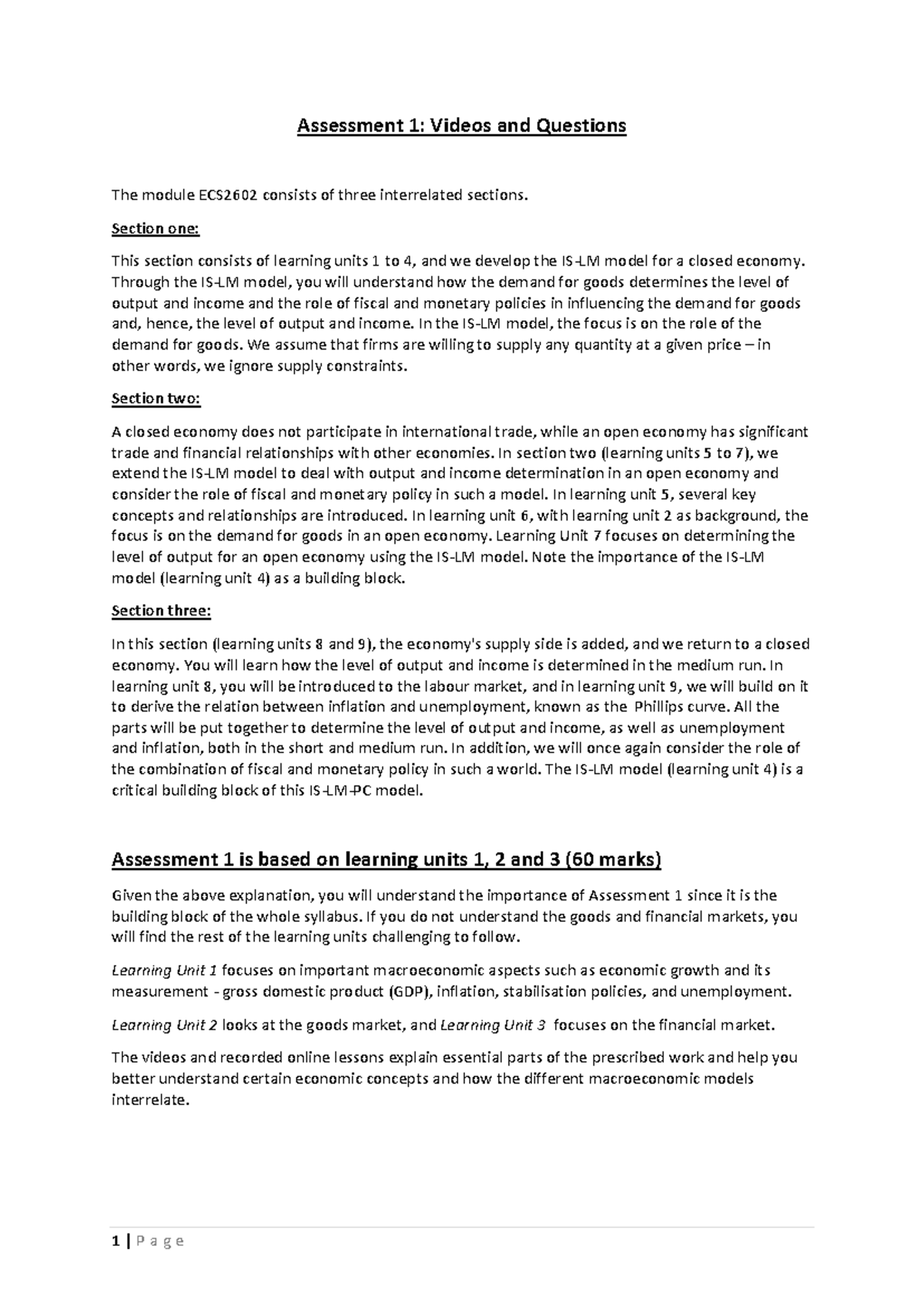 ECS2602 Final Exam Assessment 1 Questions: LU 1 to LU 3 (2025) - Studocu
