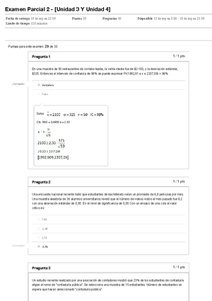 Examen Examen Final 1 Estadisticaii - Examen Final 1 Comenzado: 2 de ...