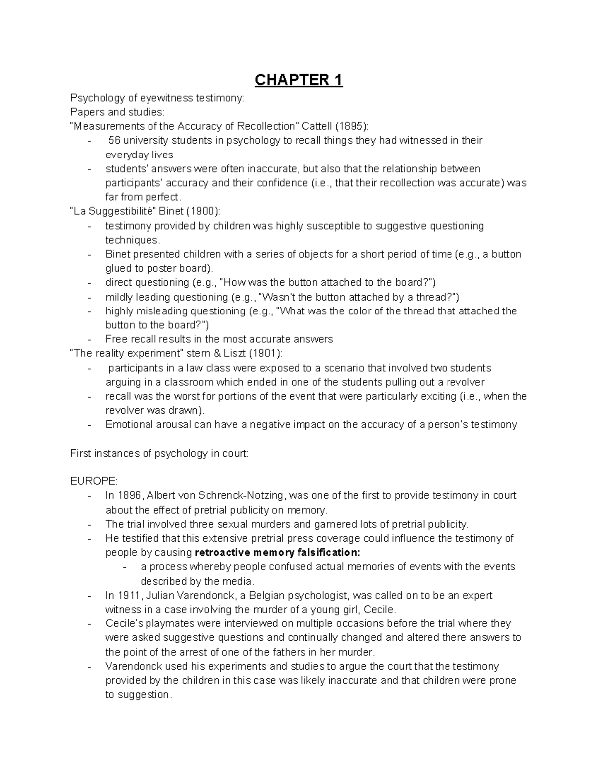 Chapter 1 - Psych 403 Eyewitness Testimony & Forensic Psychology Notes ...