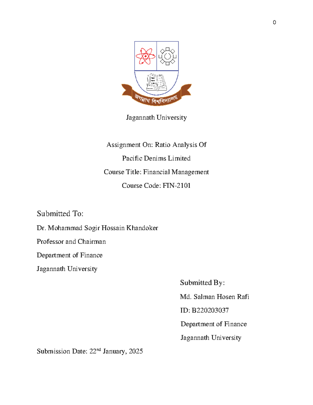 Pasific denim's limited final assignment - Jagannath University ...