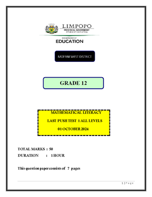 LP Maths Literacy Grade 12 SEPT 2023 P1 and Memo - Downloaded from ...