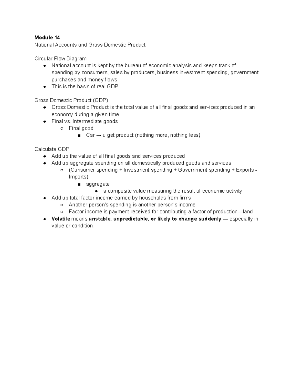 National Accounts & GDP Analysis: Modules 14 & 15 Overview - Studocu