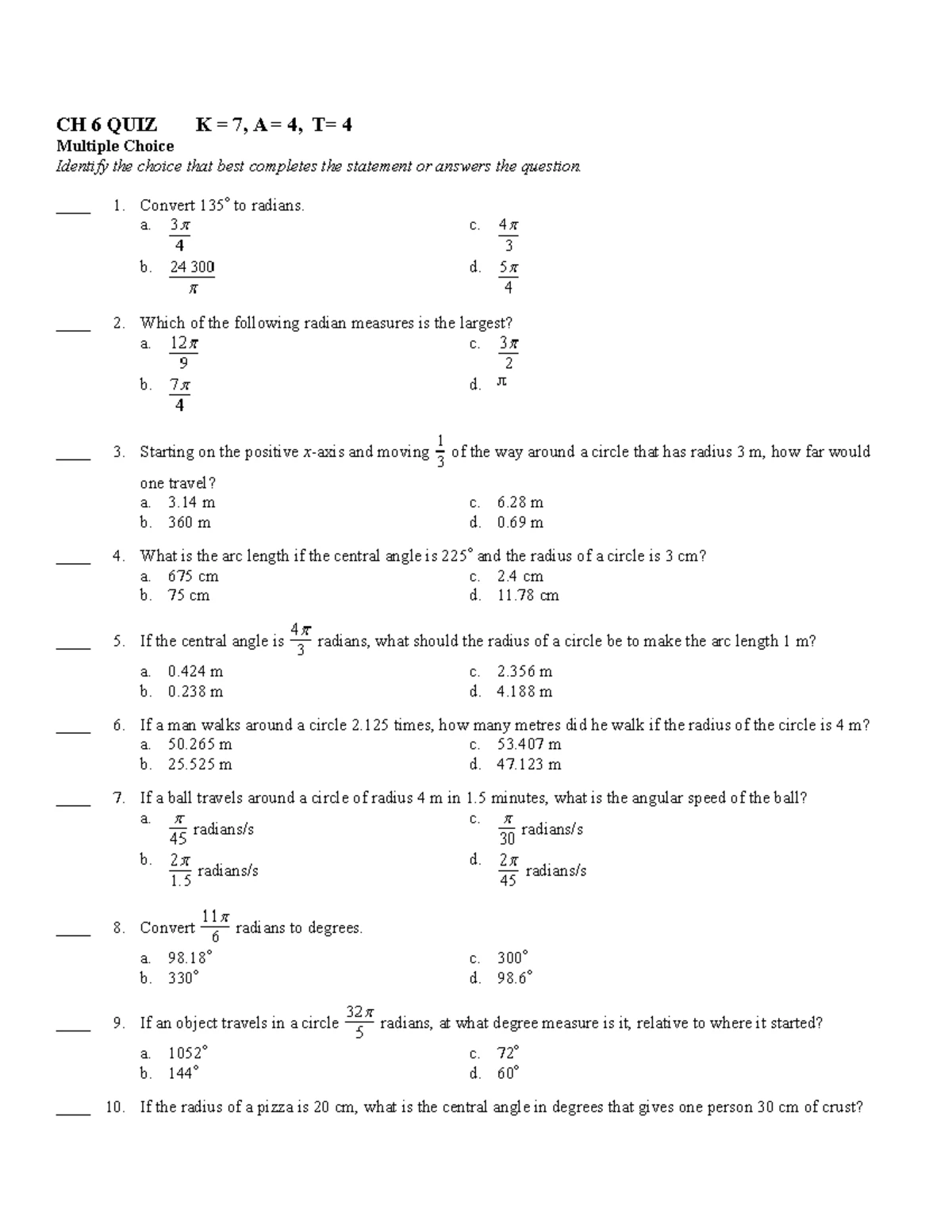 MHF4U Formula Sheet - Jensen Math - Studocu