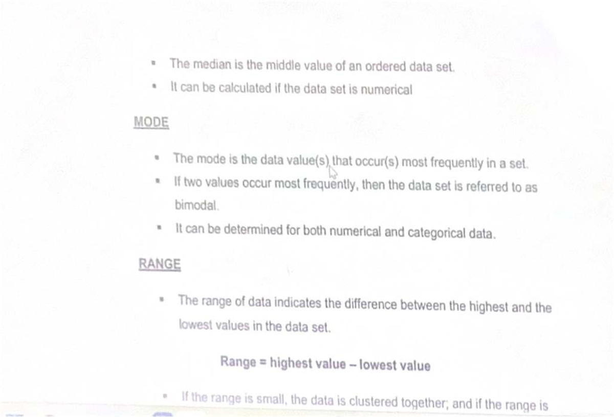 Statistical Measures: Median, Mode, and Range Explained - Studocu
