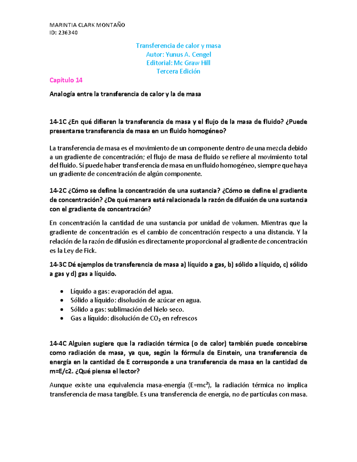 Transferencia de Calor y Masa: Analogías y Diferencias - MARINTIA CLARK ...