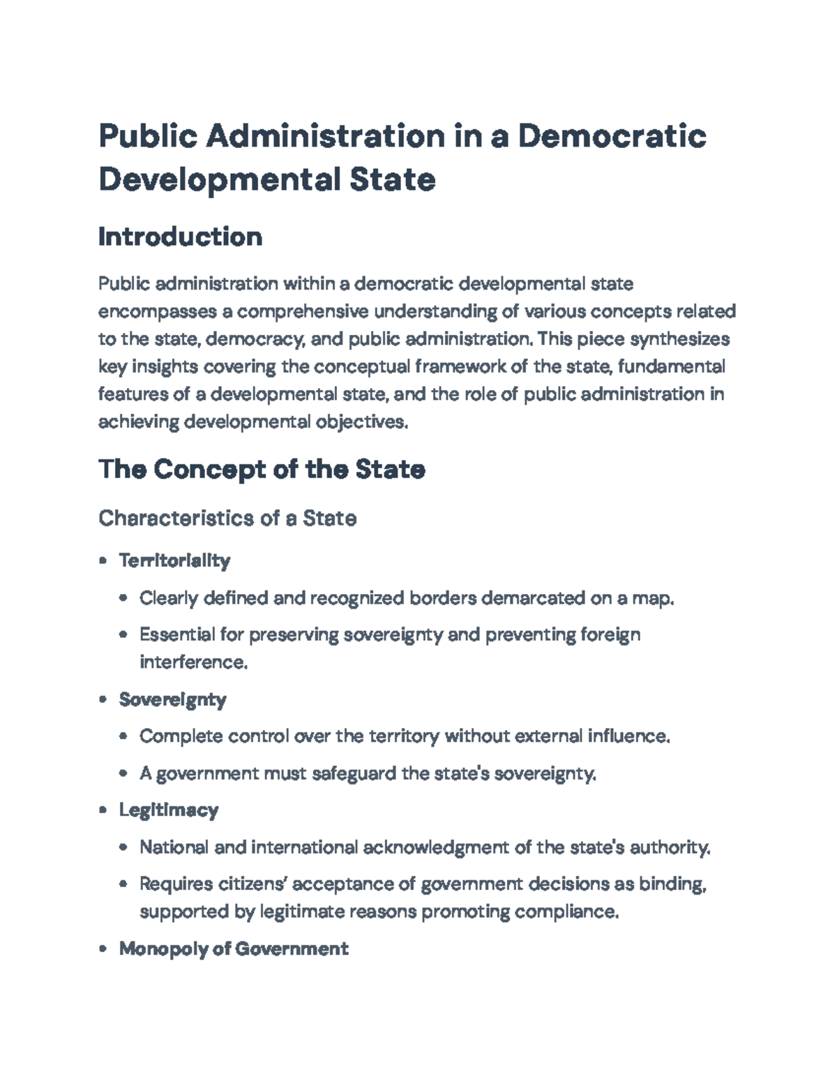 Public Administration in a Democratic Developmental State: An Overview ...