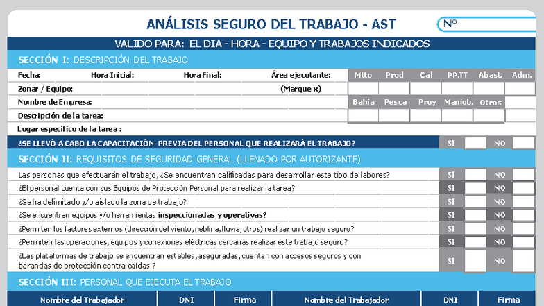 Análisis de Seguridad en el Trabajo (AST) para Contratistas - Studocu