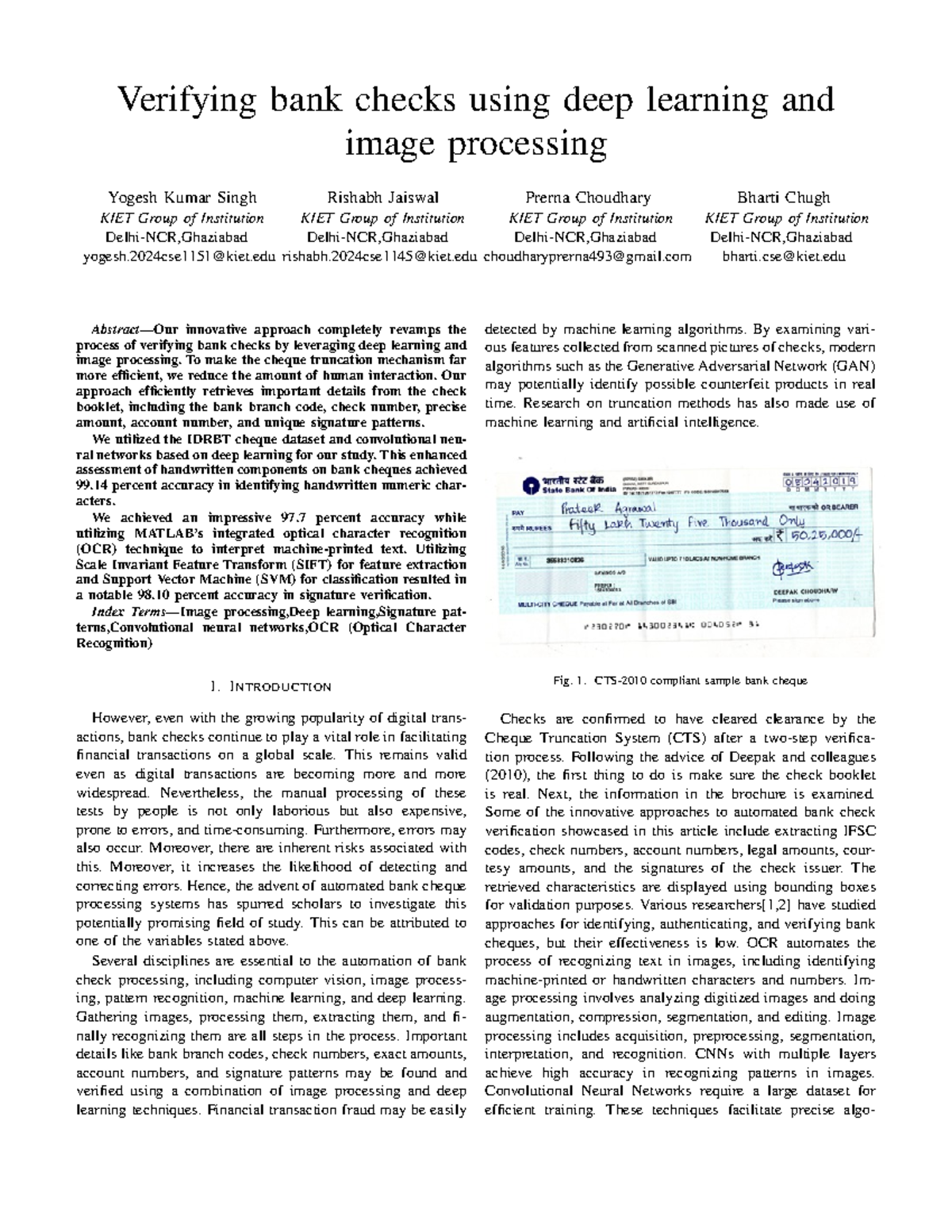 Advanced Techniques for Bank Check Verification: Deep Learning & Image ...