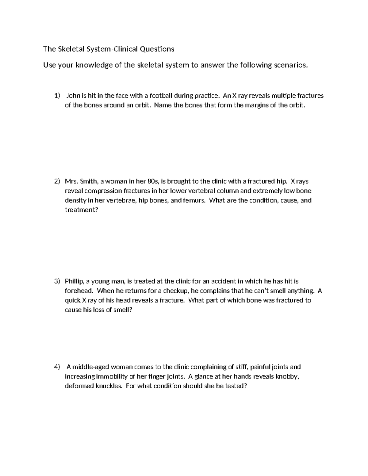 At The Clinic: Skeletal System Ques-1 Analysis - Studocu