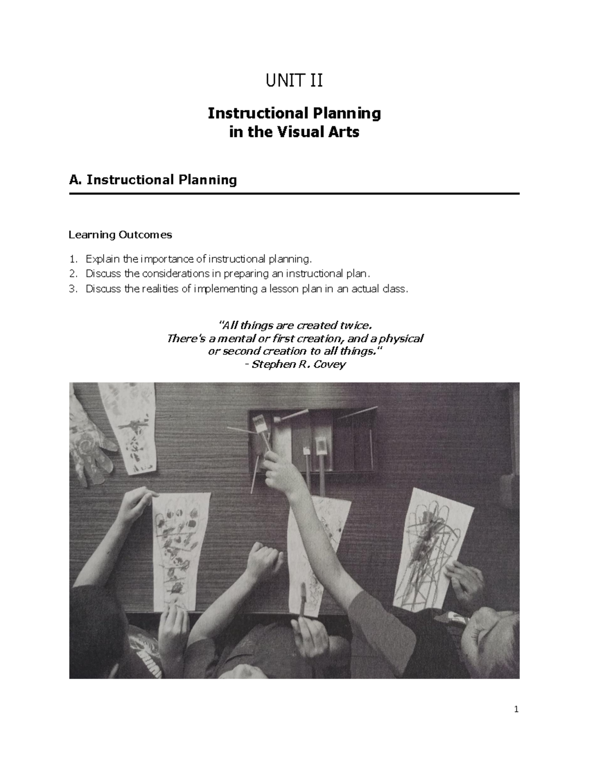 Midterm Study Guide - ARTS 202 - Instructional Planning in Visual Arts ...