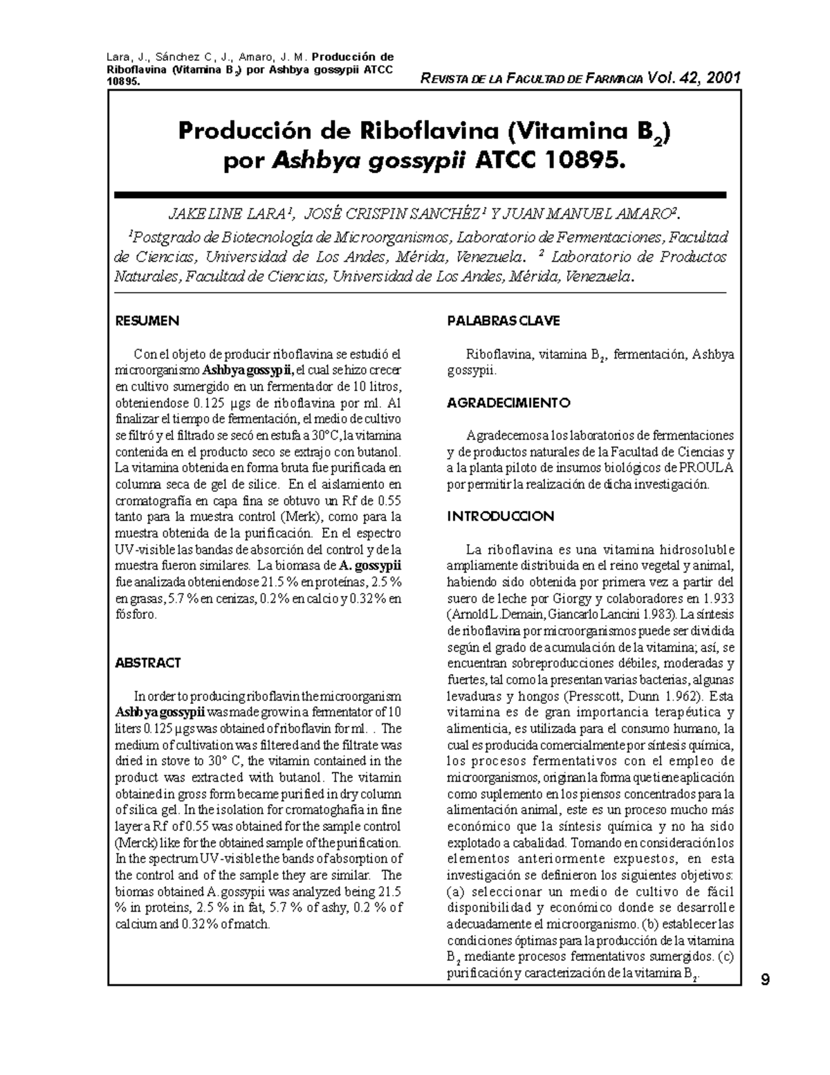 Vz-Fe012-02 - Producción de Riboflavina (Vitamina B2) a partir de ...