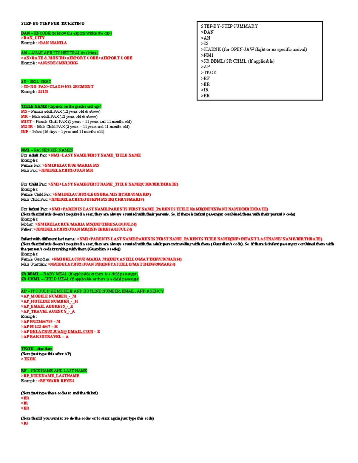 Practical reviewer - codes - STEP-BY-STEP FOR TICKETING DAN – ENCODE ...