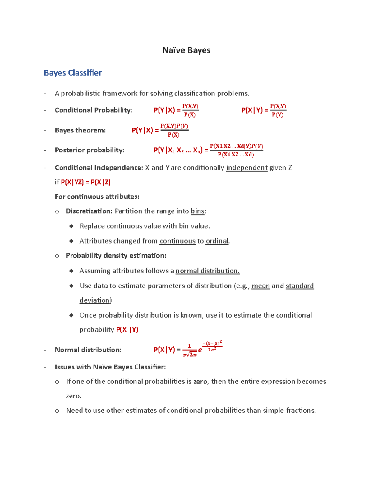 Naive Bayes & KNN Classifier Overview and Evaluation Notes - Studocu