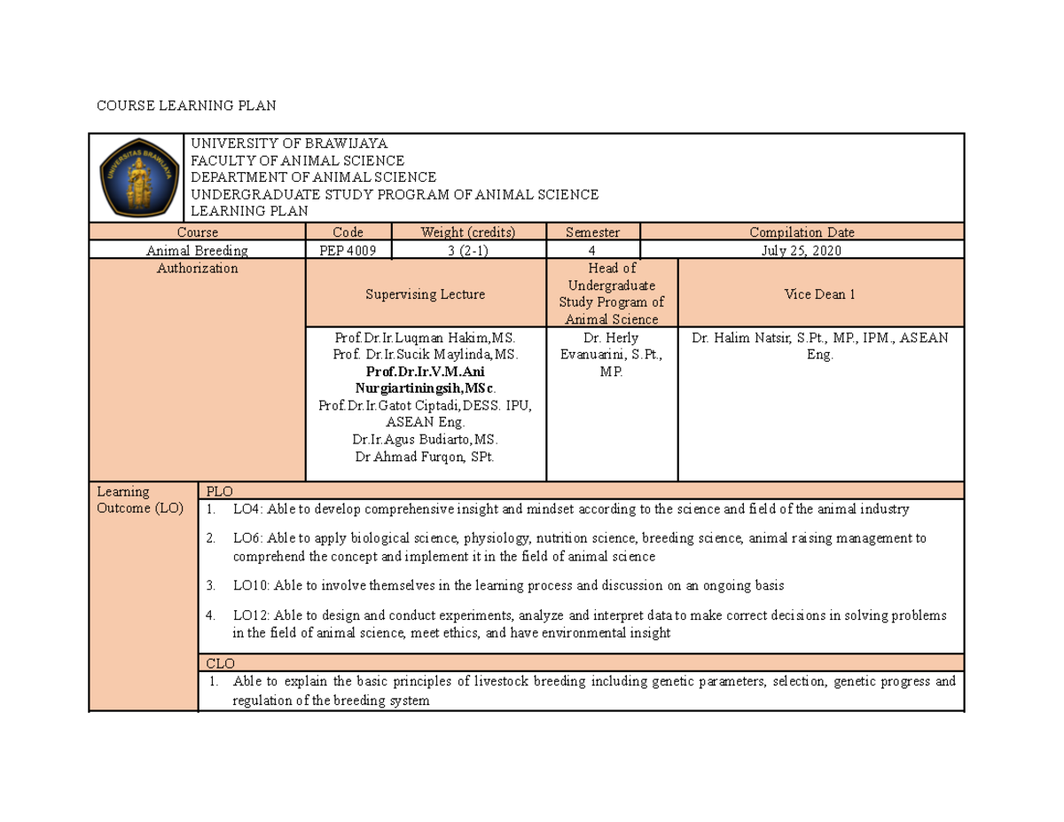 Animal Breeding.docx - Animal-Breeding - COURSE LEARNING PLAN ...