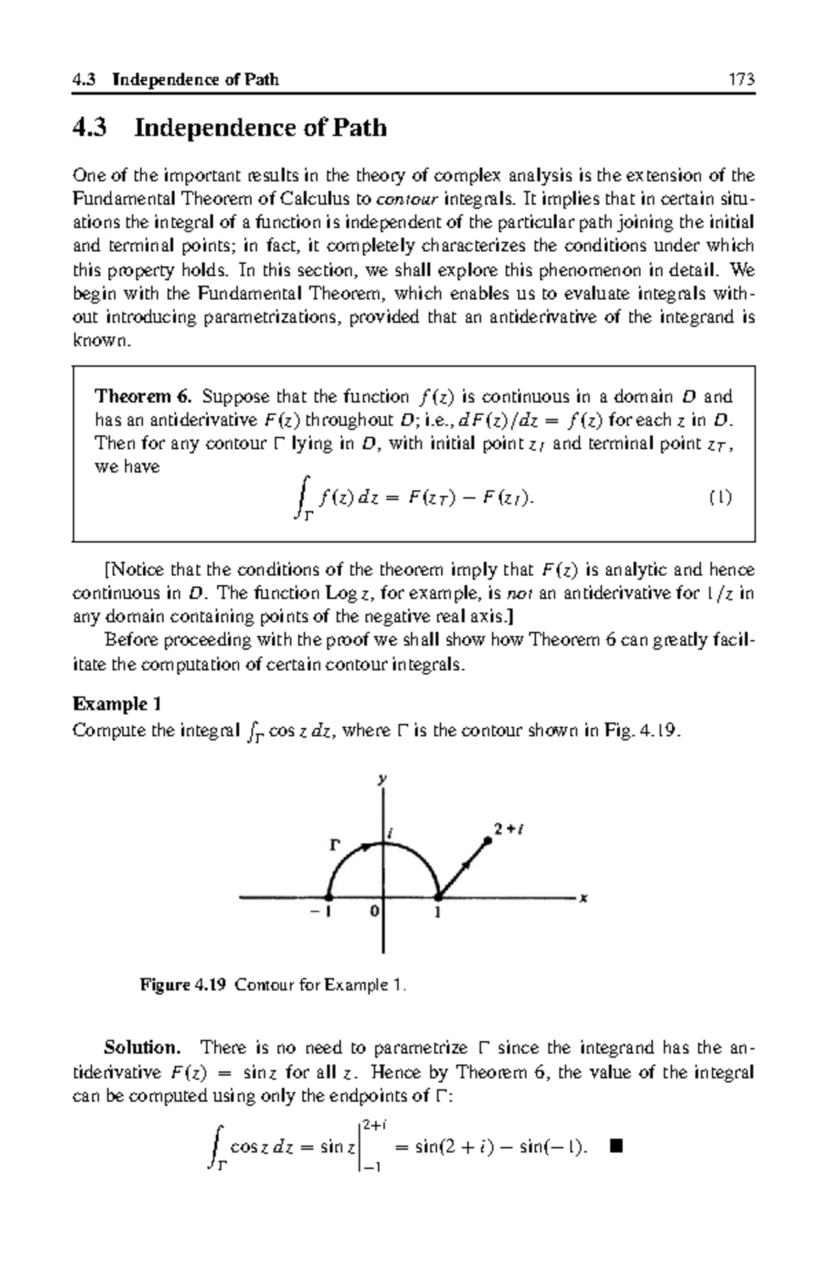 Complex Analysis 4.3: Independence of Path and Contour Integrals - Studocu