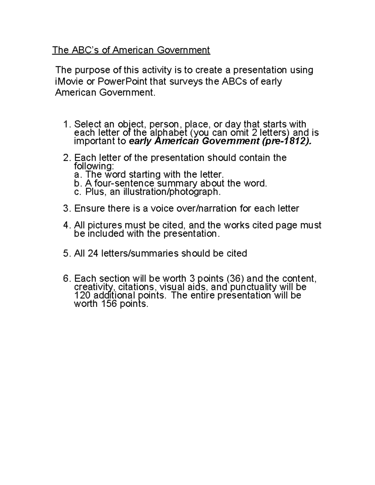 ABC's of Early American Government Presentation Guidelines - Studocu