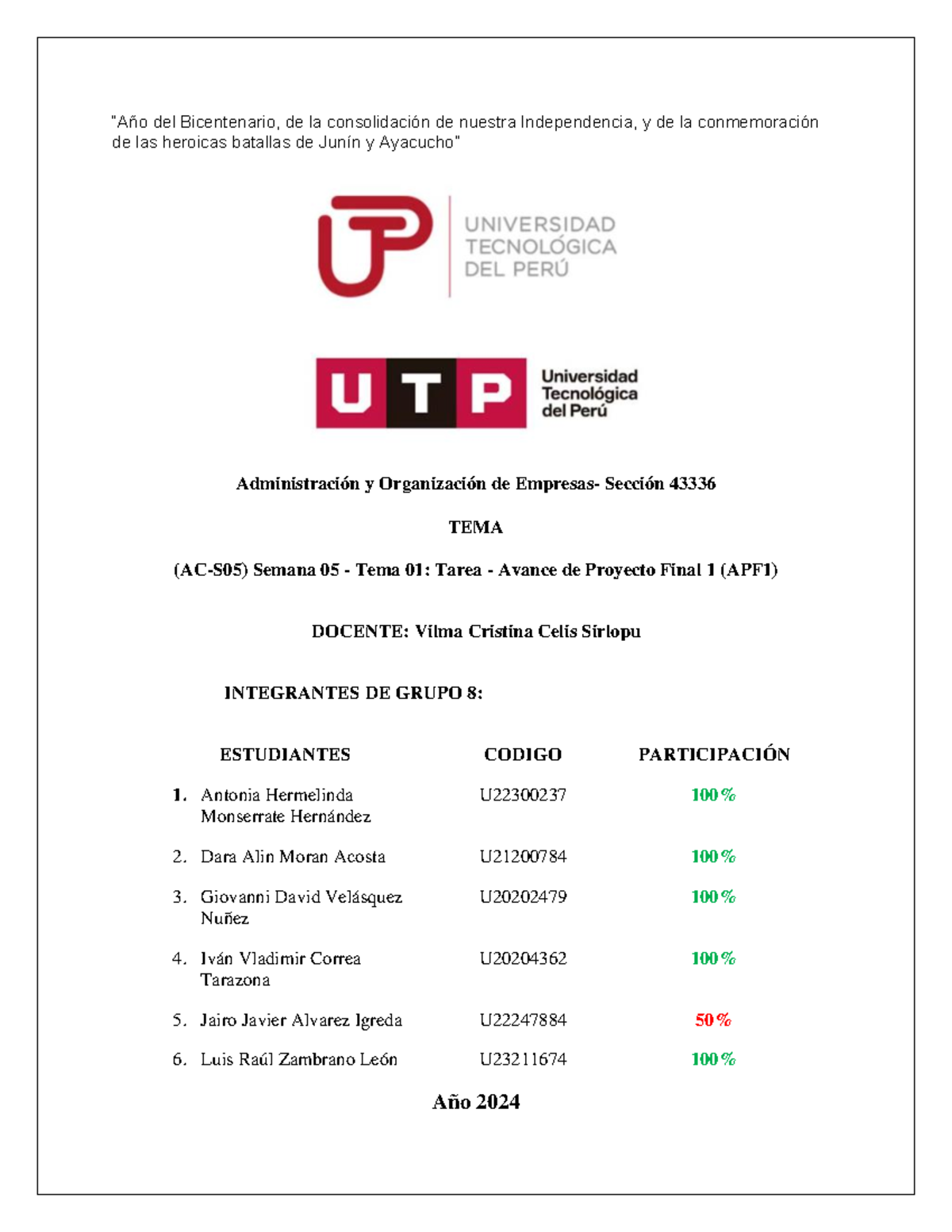 (AC-S05) Semana 05 - Tema 01 - Avance de Proyecto Final 1 (APF1) - Studocu