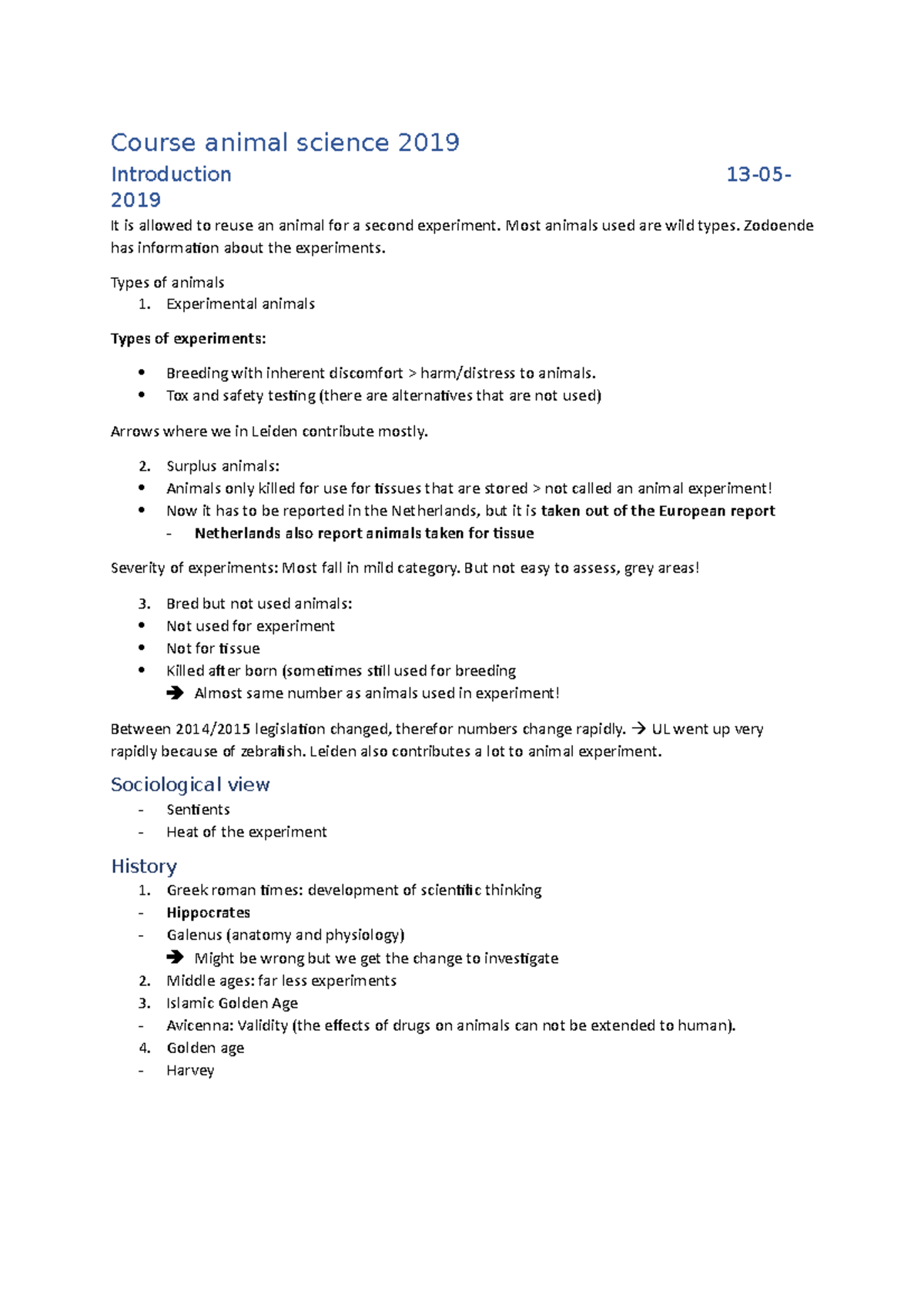 Animal Science Course Overview 2019: Ethical Practices & Research ...