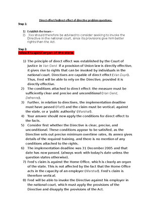 EU Law Problem question structures - EU Law Problem question structures ...