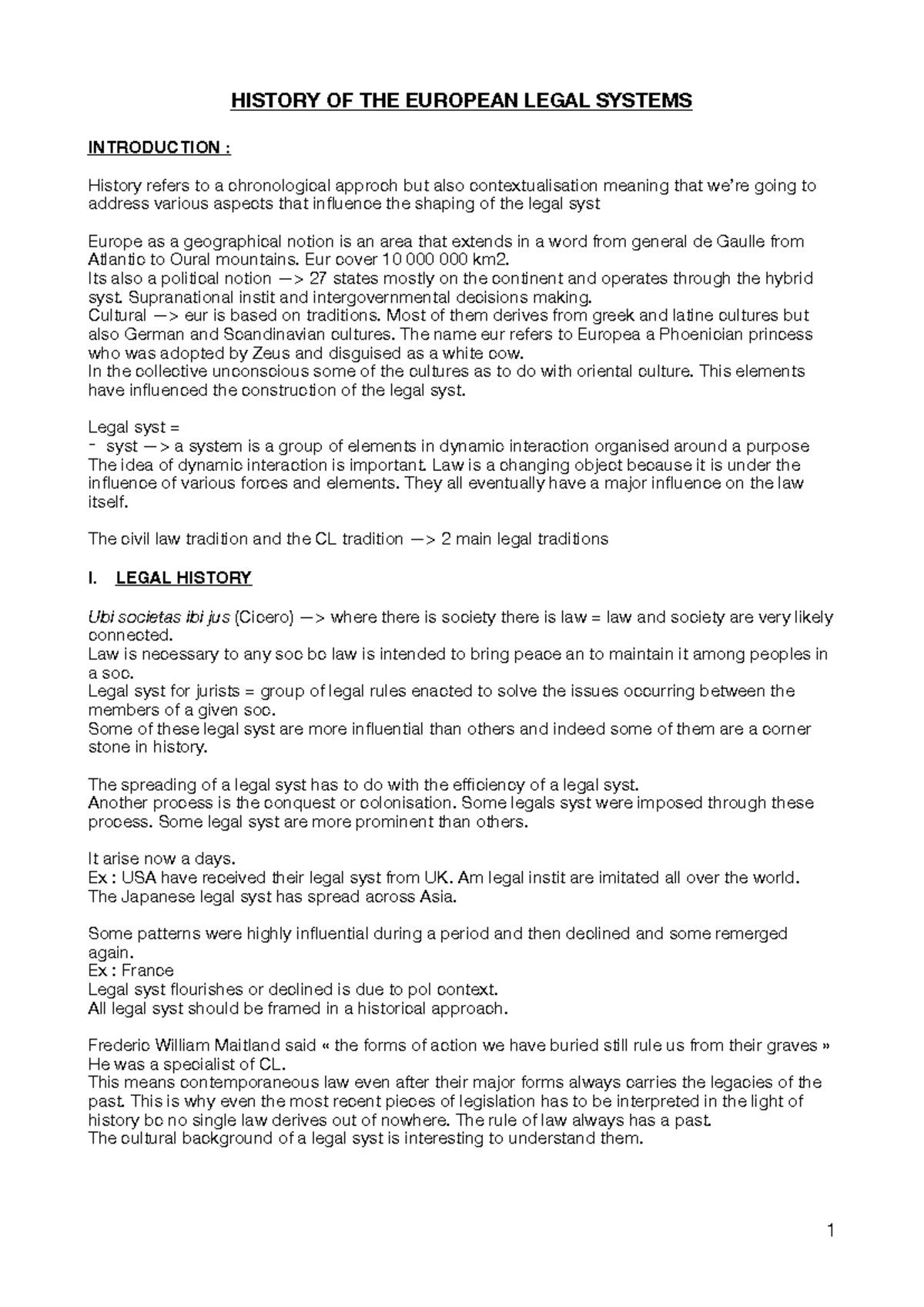 History of the europen legal system - HISTORY OF THE EUROPEAN LEGAL ...