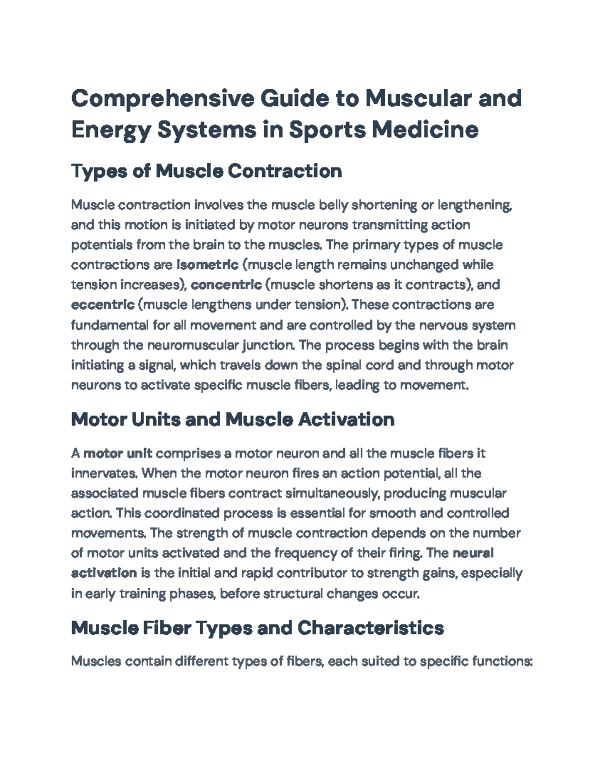 Comprehensive Guide to Muscle Contraction & Energy Systems in Sports ...