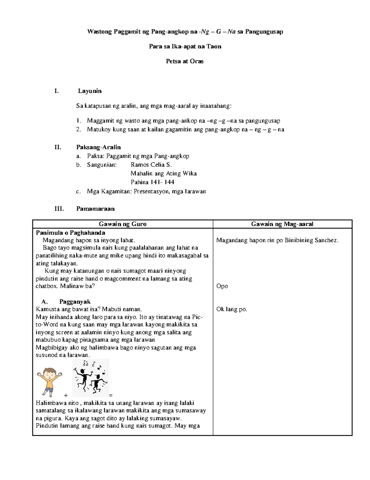 DLL MAPEH 5 Q2 W1 - IN-DEPTH LESSON PLAN AND LEARNING OBJECTIVES - Studocu