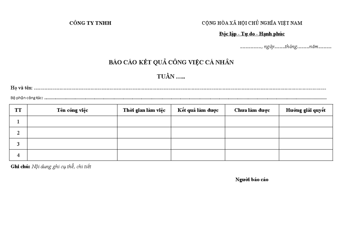 Mau-bao-cao-ket-qua-cong-viec - 2 - CÔNG TY TNHH CỘNG HÒA XÃ HỘI CHỦ ...