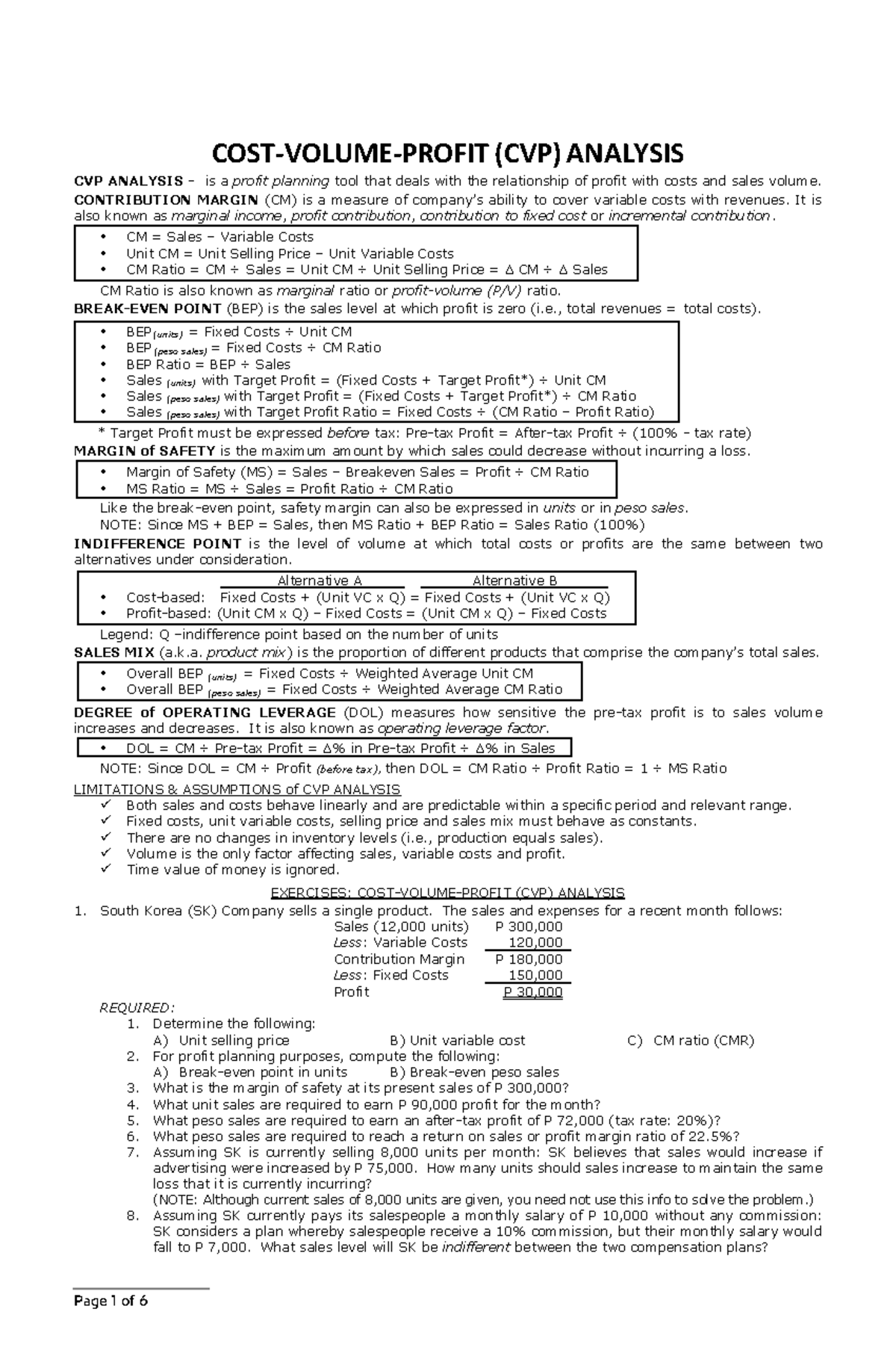 Cost Volume Profit Analysis MS-03 Lecture Notes - Studocu