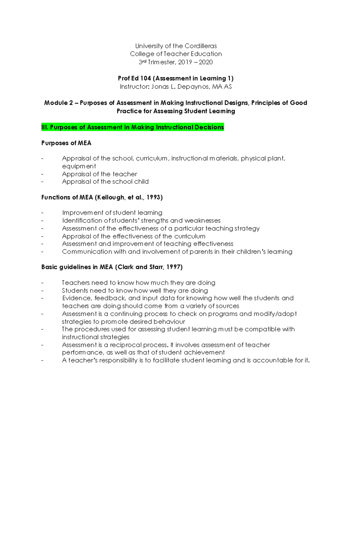 Prof Ed 104 - Module 2 (Material) - University of the Cordilleras ...