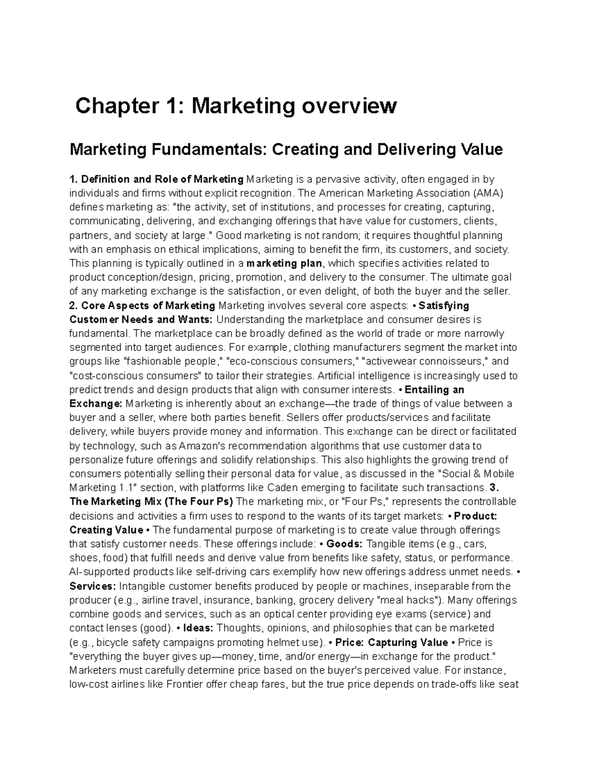 Marketing Strategies and Planning: An Overview of Key Concepts (MKT 101 ...