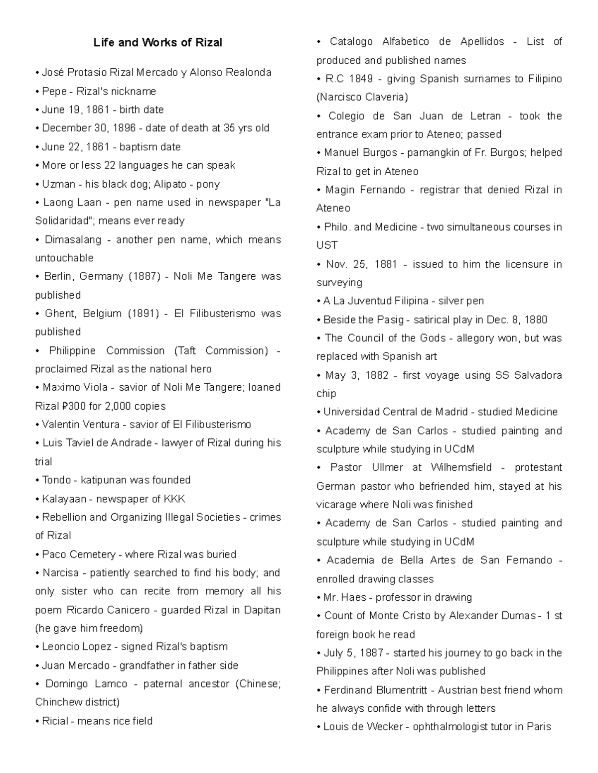 Life and Works of Rizal: A Comprehensive Overview - Studocu