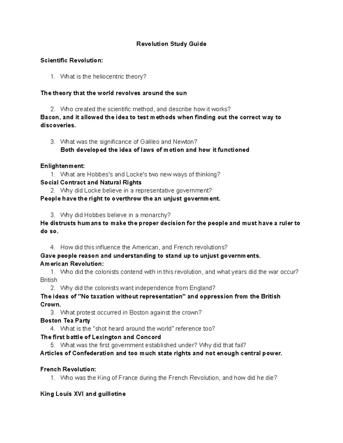 HIS 101: Revolution Study Guide - Scientific & Enlightenment Insights ...