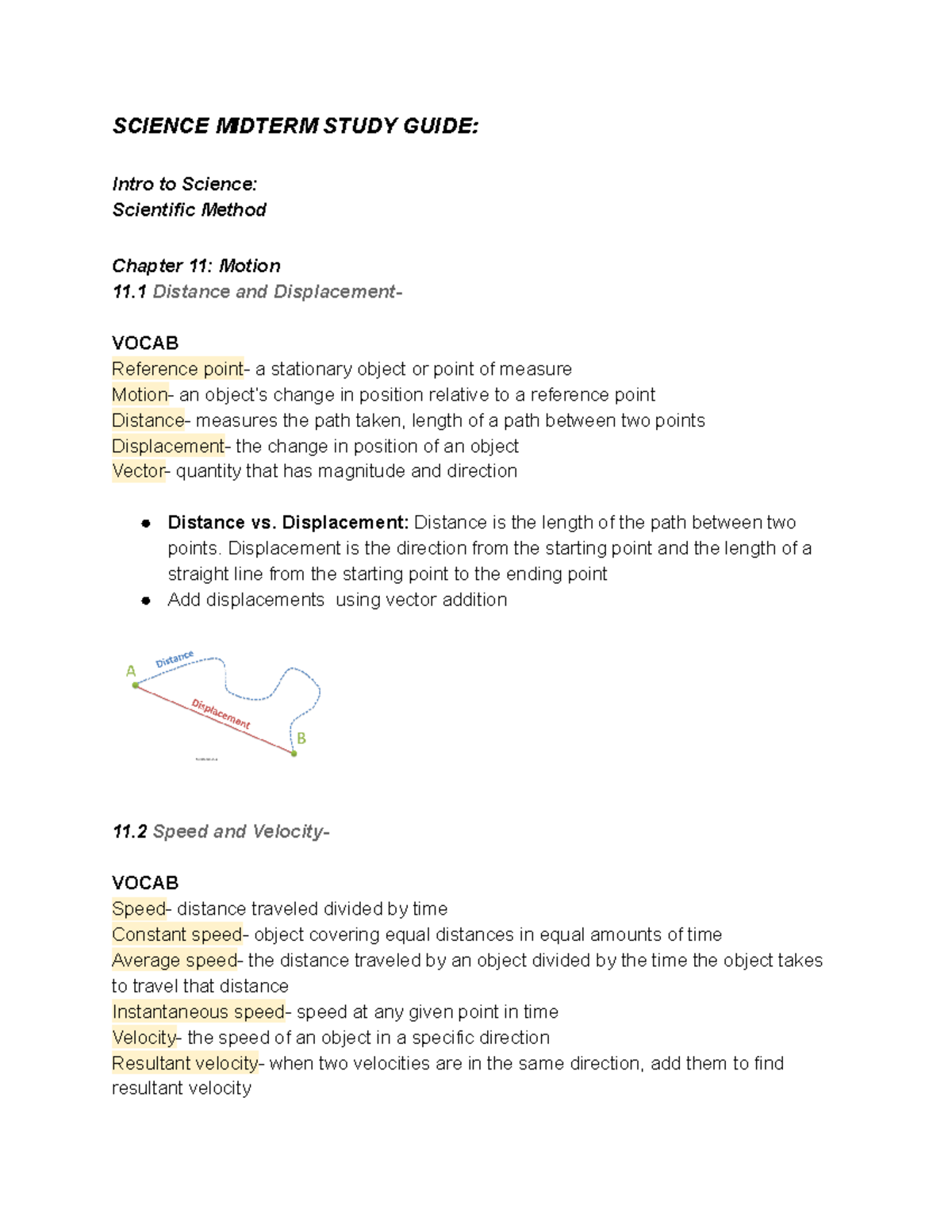 Science Midterm Study Guide: Motion, Forces, and Energy Concepts - Studocu