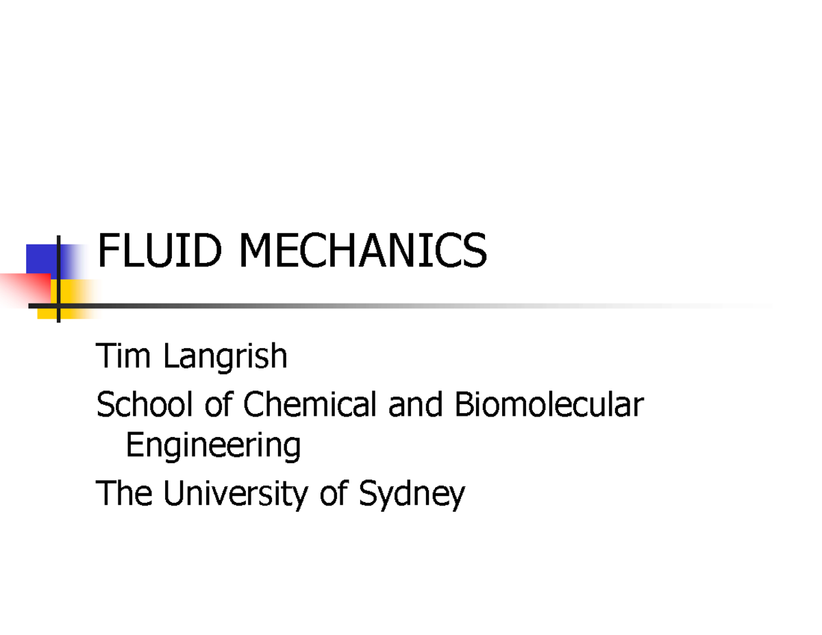 FMLect 5 2023 - Lecture notes for week-5. - FLUID MECHANICS Tim ...