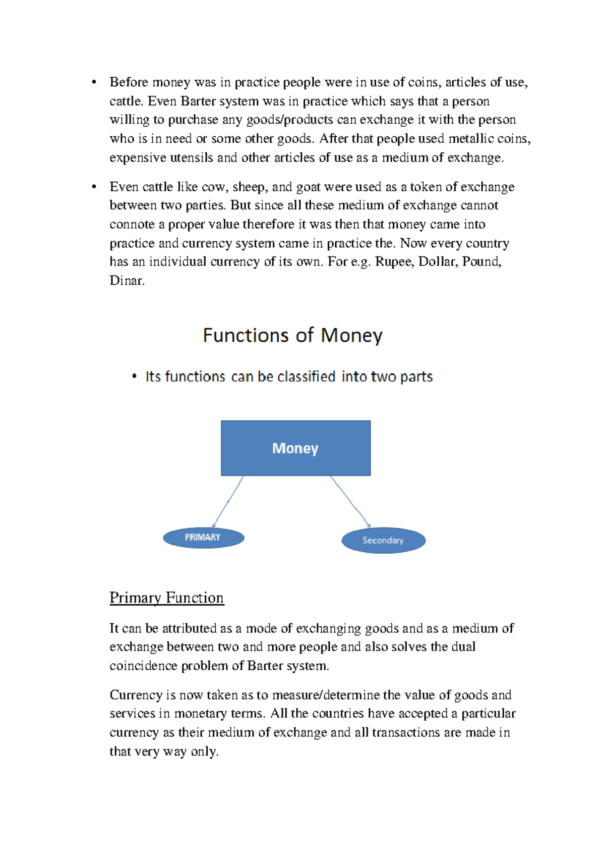 Functions and Forms of Money: Understanding Currency Systems - Studocu